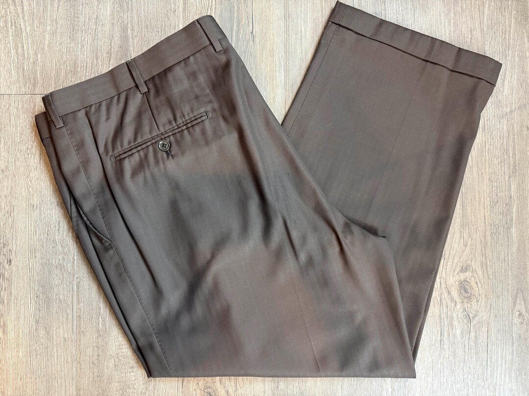 Astor & Black Solid Brown Cashmere Cotton Lining Suit Pants W/ Name - Etsy