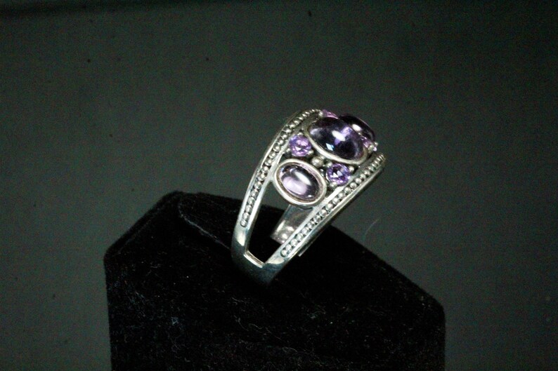 Sterling Silver Amethyst Cabochon Textured Lovely QVC Ring - Etsy
