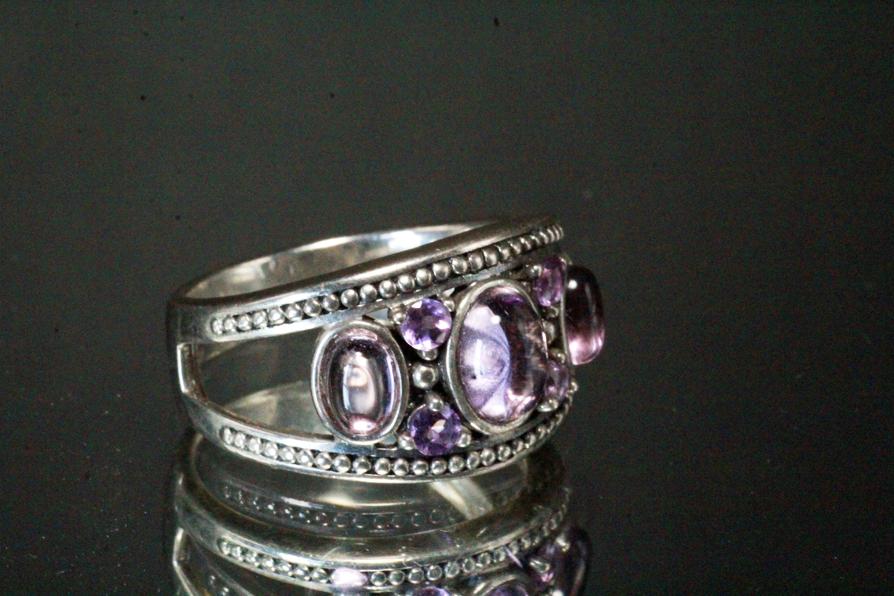 Sterling Silver Amethyst Cabochon Textured Lovely QVC Ring - Etsy