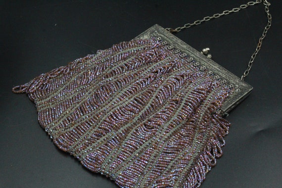 Antique Victorian Flapper Iridescent Pink Framed Purse - Gem