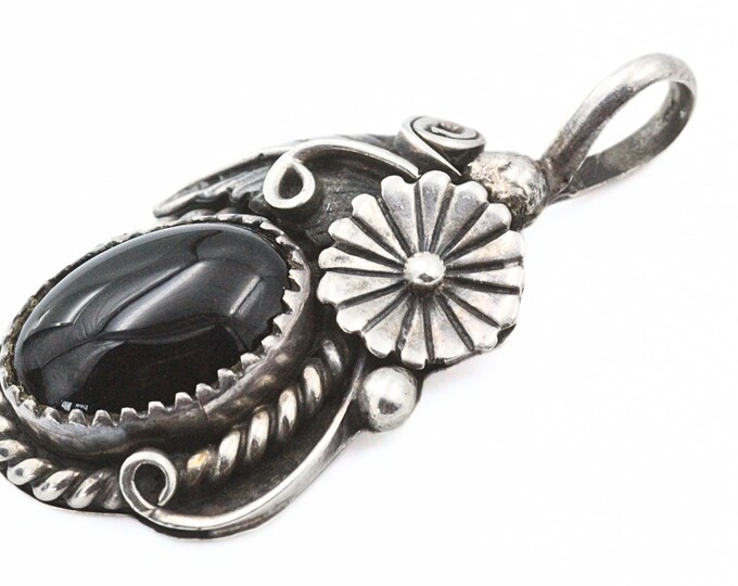 Handsome Fred Baca Stamped Navajo Sterling Silver Classic Design Onyx ...