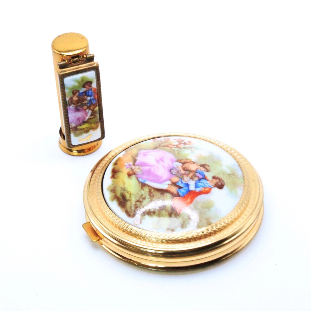 Vintage 40's Limoges LCS Paris Brevete Lipstick Holder & Compact Powder ...