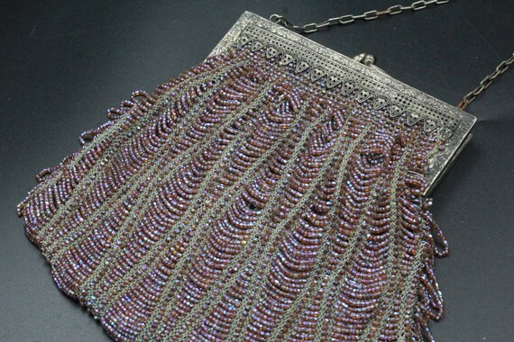 Antique Victorian Flapper Iridescent Pink Framed Purse - Gem