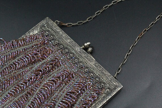 Antique Victorian Flapper Iridescent Pink Framed Purse - Gem