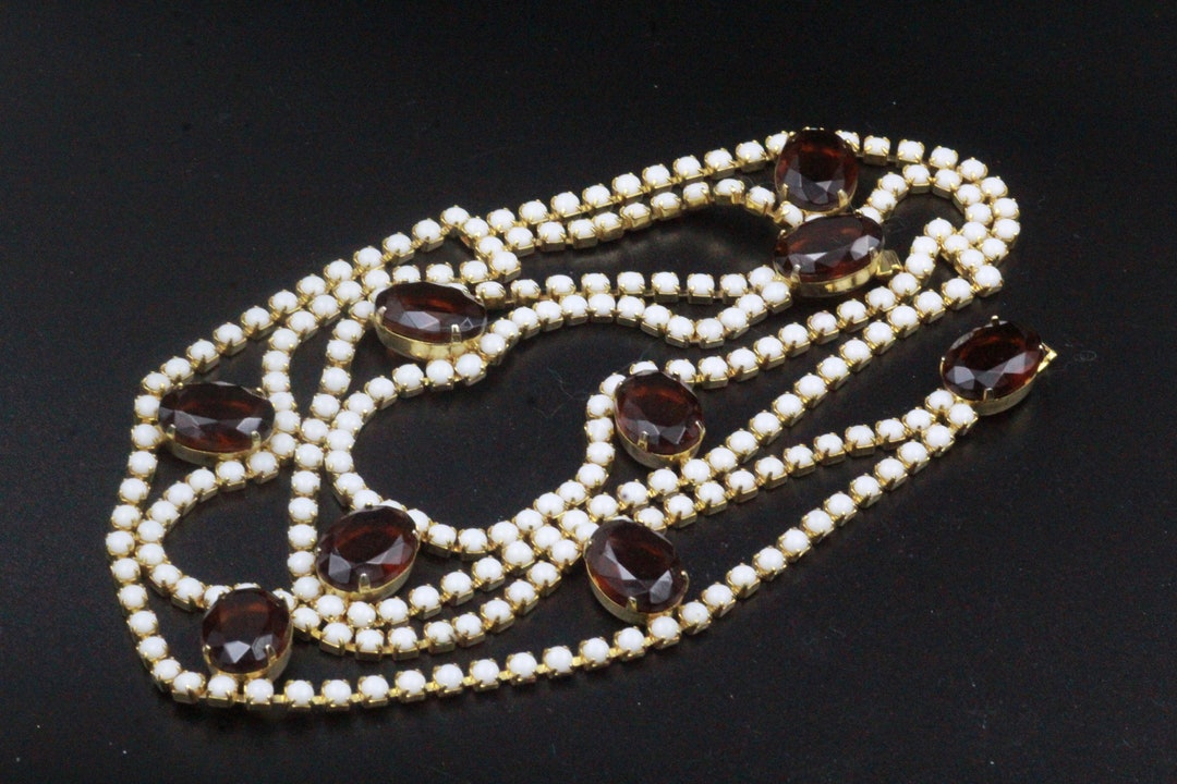 Juliana Open Back White Milk Faceted Topaz Glass Rhinestones - Etsy