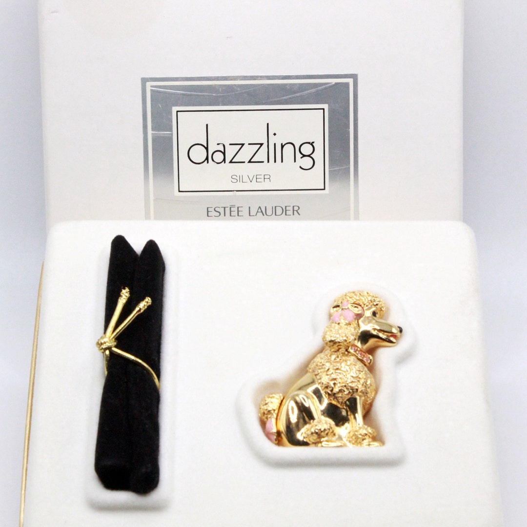 Estee Lauder Dazzling Gold Petite Poodle Pink Solid Perfume Compact - Etsy
