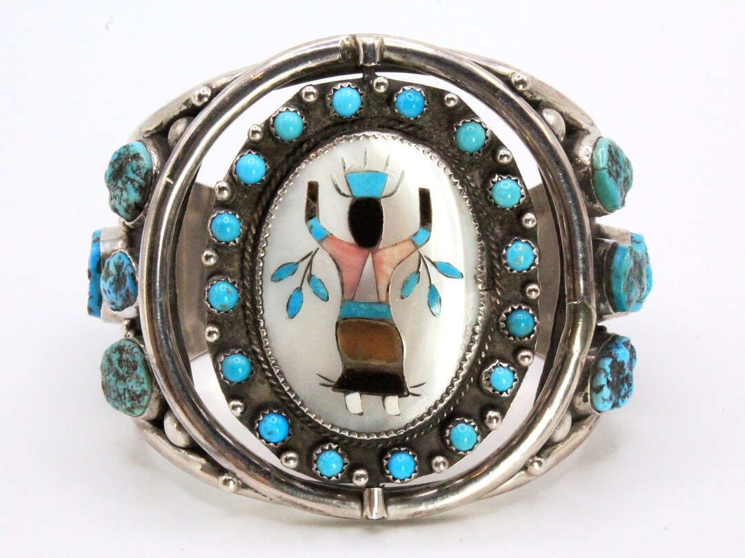Magnificent Zuni Spinner Rotating Kachina Cardinal Inlay Morenci ...