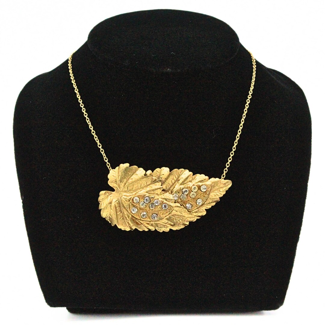Lovely Art Nouveau Gold Plated Leaf Paste Glass Choker Necklace - Etsy