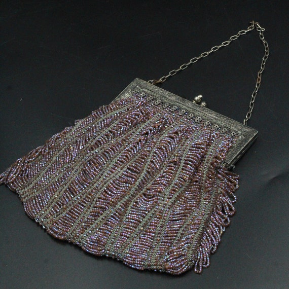 Antique Victorian Flapper Iridescent Pink Framed Purse - Gem