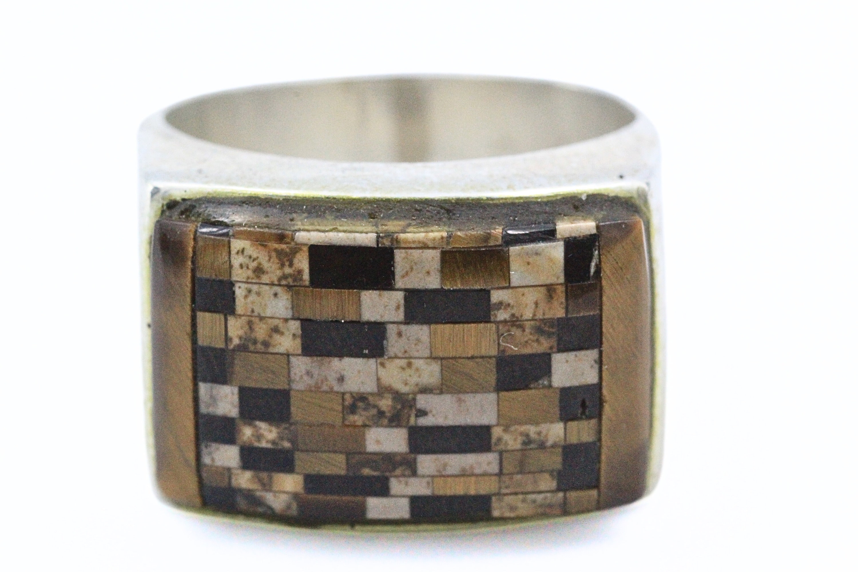 Calvin Begay Navajo Zeitgenossische Sterling Silber Gewebte Tigerauge Onyx Ring Sz 9 Etsy