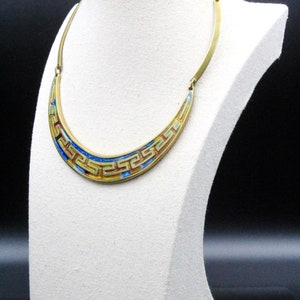 Vintage Fused Dichroic Glass Brass Studio Modernist Collar Monogrammed ...