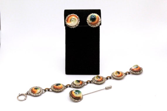 Antique Operculum Redone Earrings Bracelet Stick Pin … - Gem