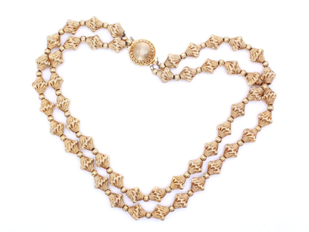 Vintage Double Strand Textured Designer Etruscan Style Double Strand ...