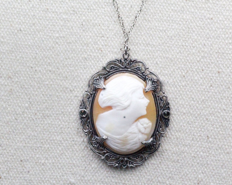 Antique Edwardian Chiseled Sterling Silver Conch Shell Lady Cameo ...