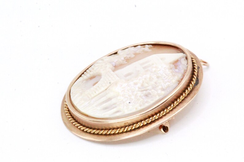 Antique 14K Gold Iridescent Sculpted Chiseled Castle Cameo - Etsy