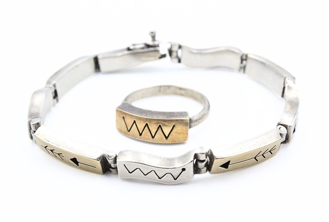 Spectacular Fernando Benally Sterling Silver 14K Gold Healing Link ...
