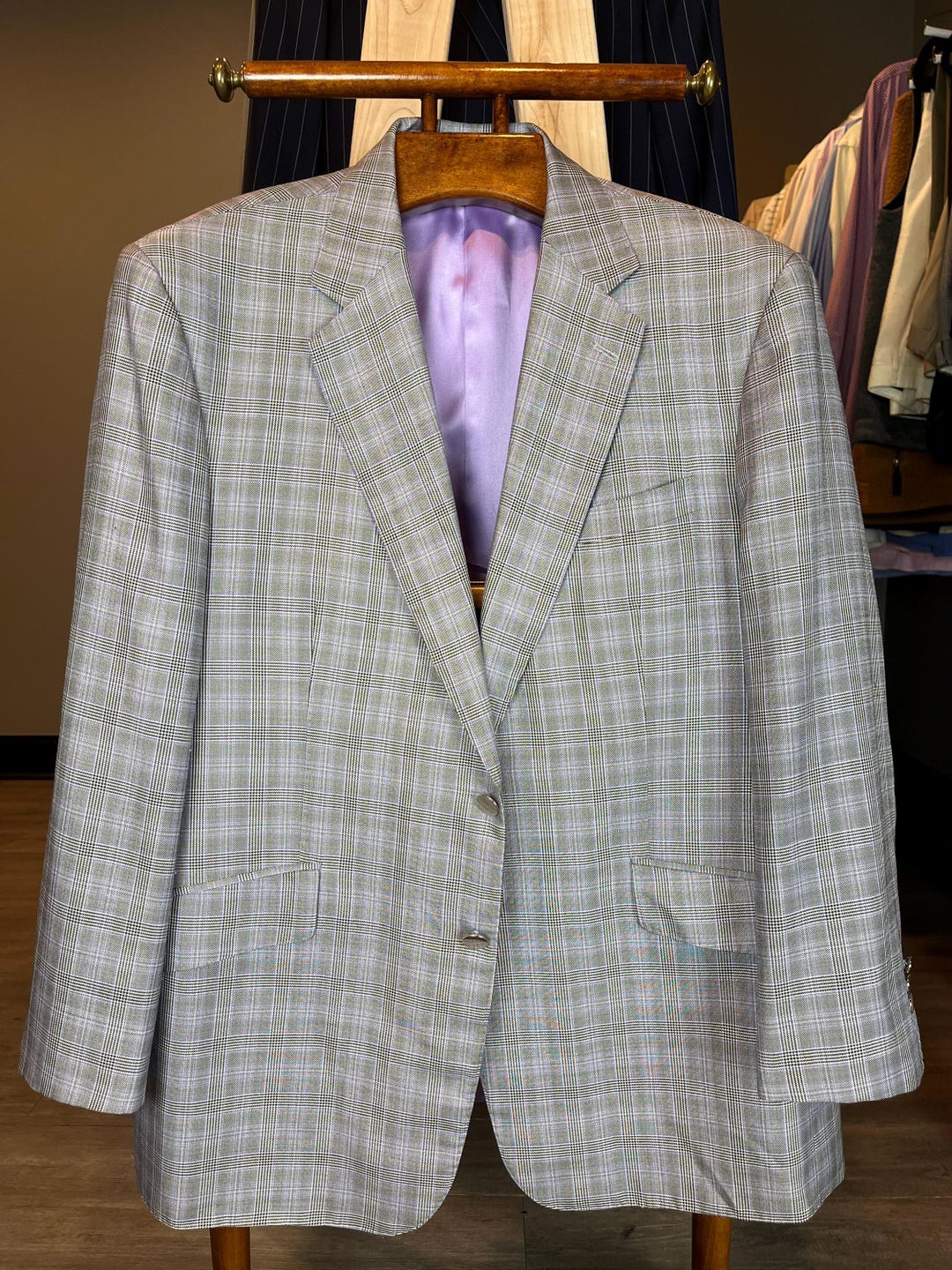 Astor & Black Dormeuil Silk Plaid Purple Gray Sport Coat Sz 52 - Etsy