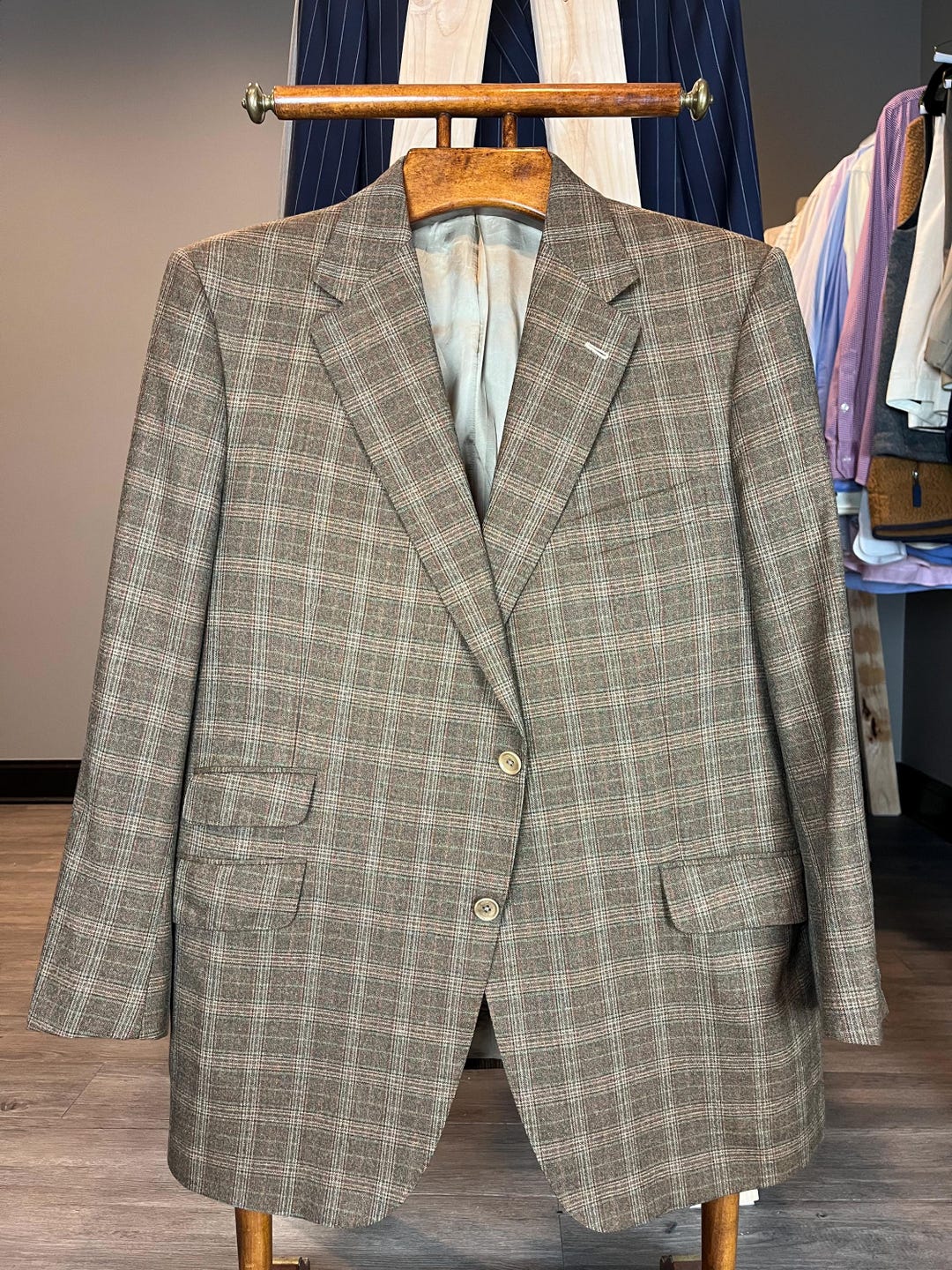 Nobility by Astor & Black Scabal 100% Cashmere Silk Brown Plaid Sport ...