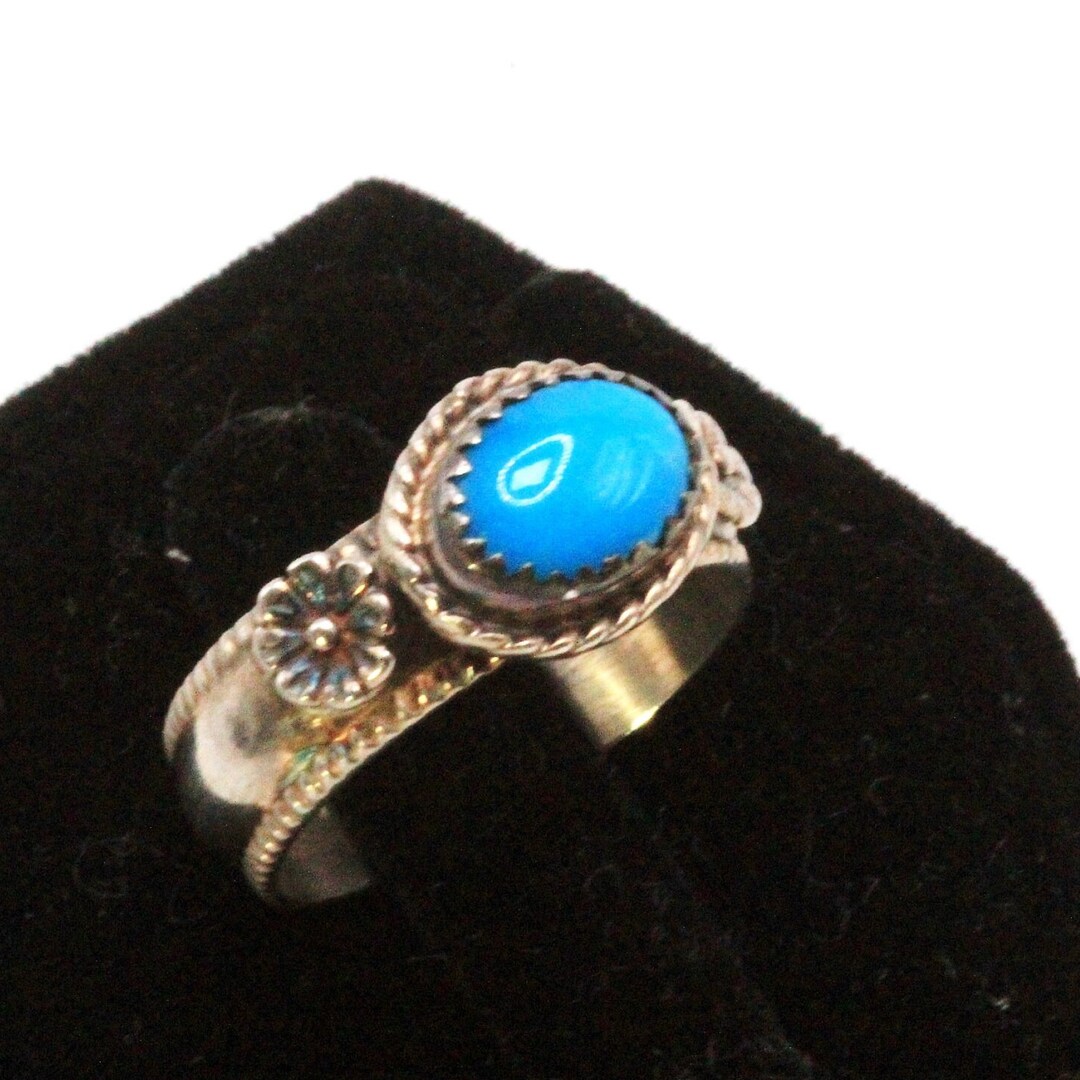 Vintage Early 80's Navajo Sterling Silver Blue Turquoise Cab Ring - Etsy