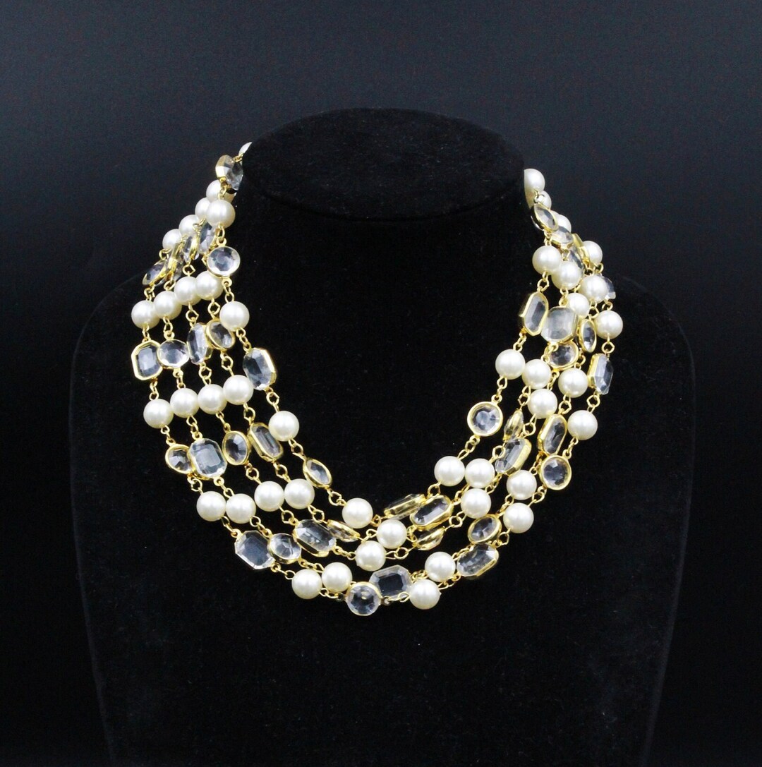 Vintage Balmain Paris French Designer Couture Faux Pearl Multi Strand Necklace - Etsy