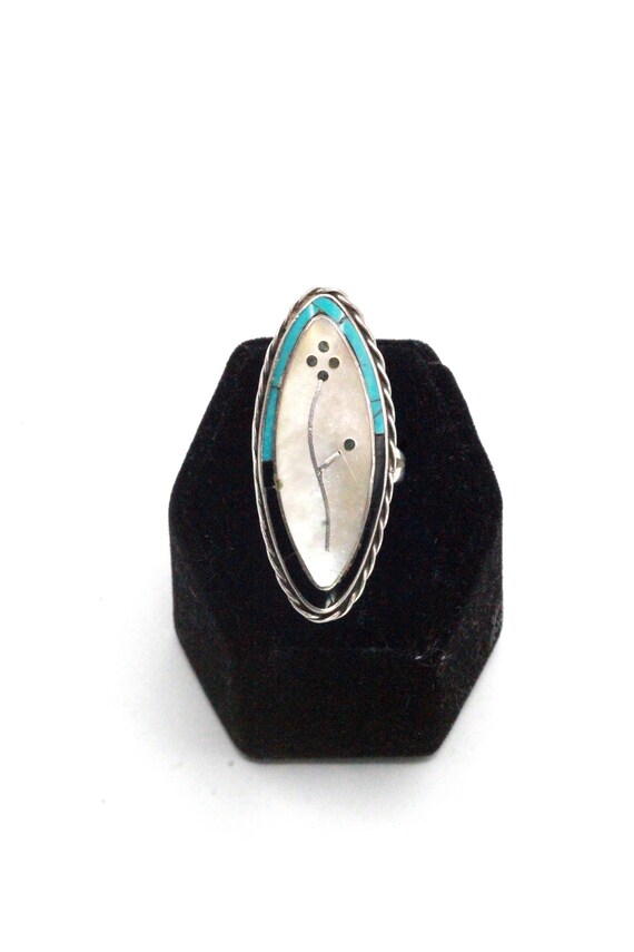 zuni inlay ring marked - Gem