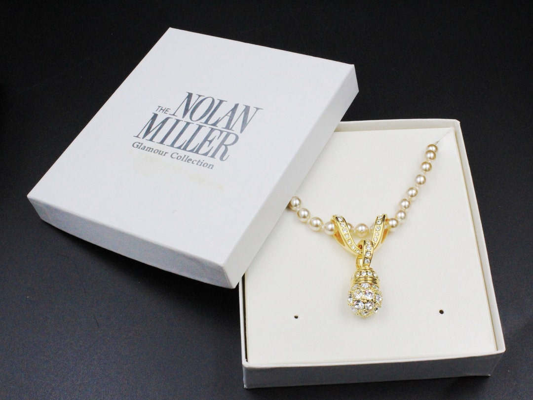 Nolan Miller NOS Interchangeable Black White Faux Pearls Pave ...