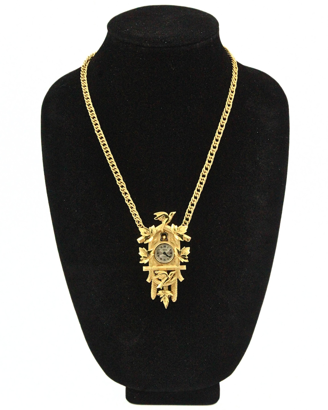 Exquisite Crown Trifari Gold Plate Cuckoo Clock Necklace Watch - Etsy