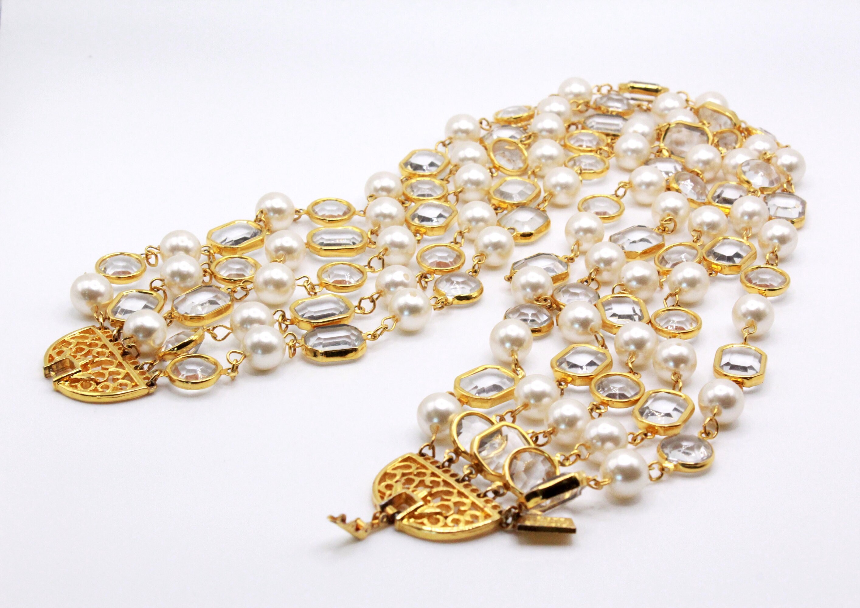 Vintage Balmain Paris French Designer Couture Faux Pearl Multi Strand ...