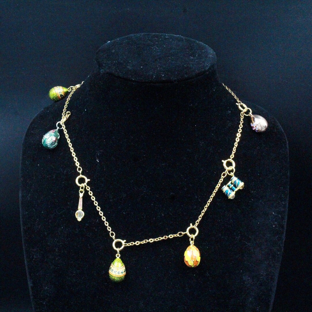 Whimsical Joan Rivers Collection Multi Egg Charms Enamel Rhinestones ...