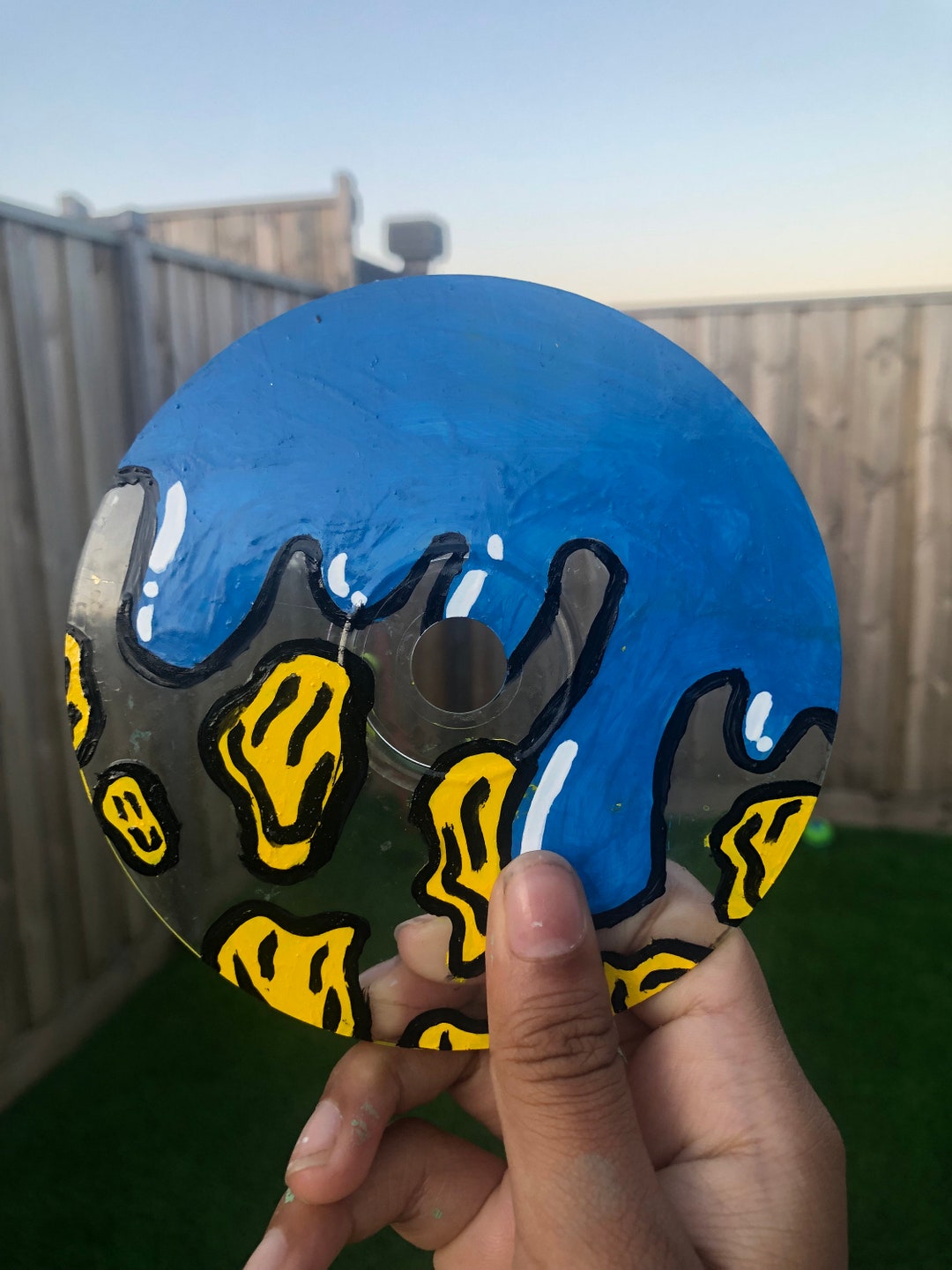 Drippy Smiley Face Blue Indie CD Art - Etsy