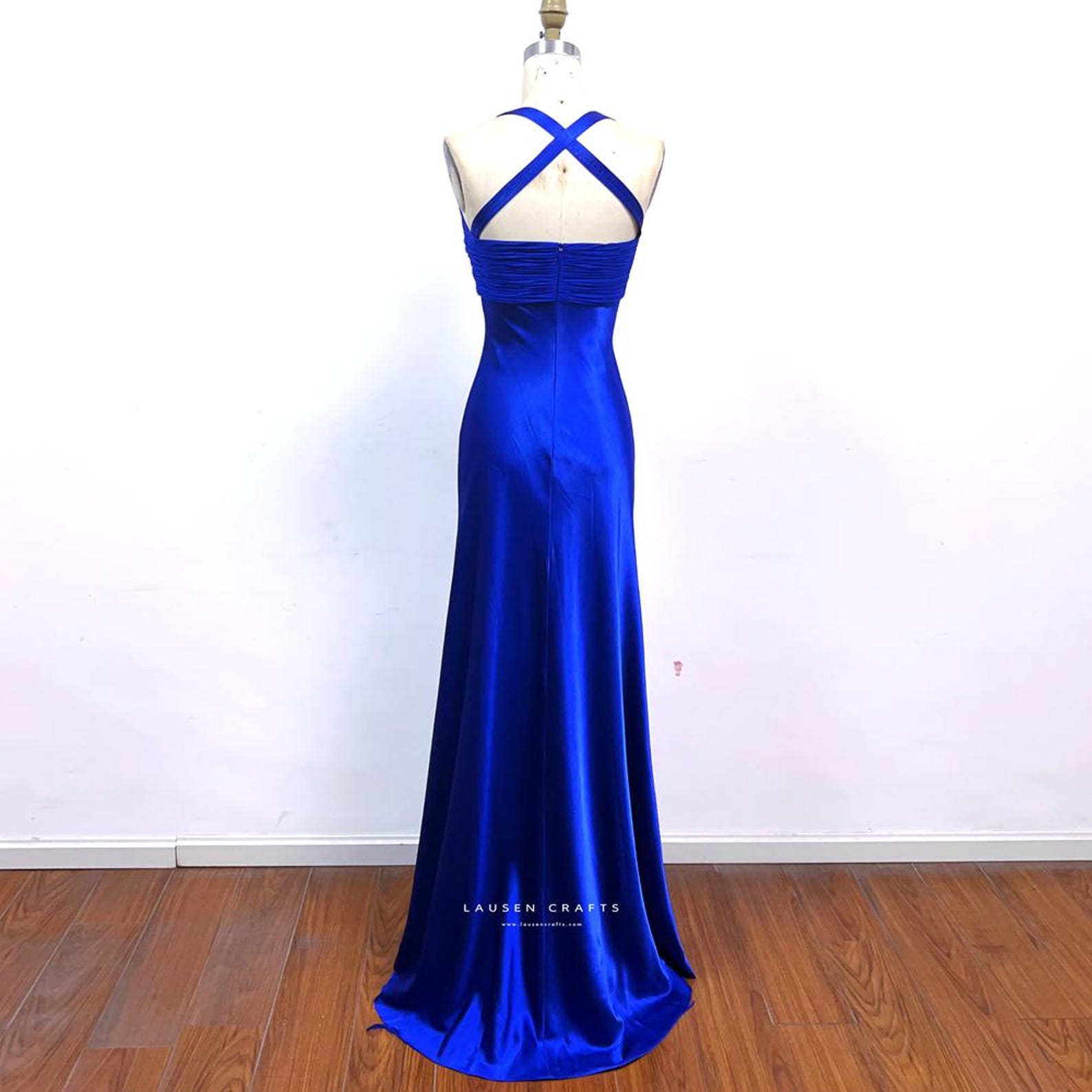 Elena Royal Blue Satin Formal Prom Dress - Etsy