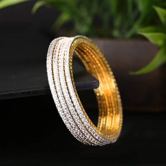 Single Line Diamond Bangles Designs