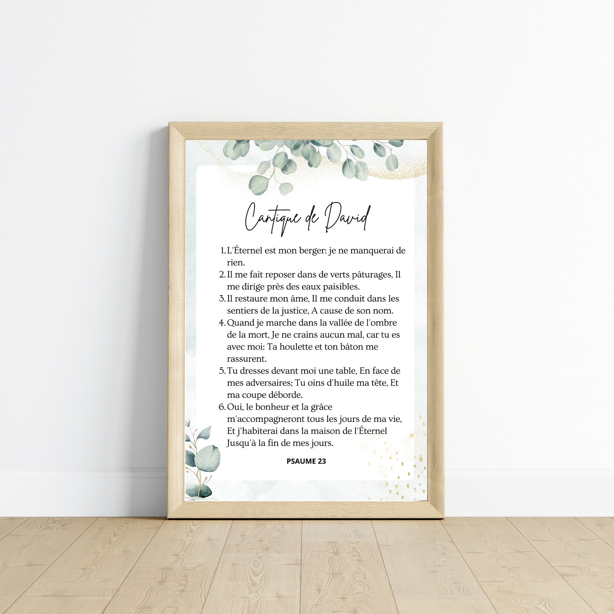 Affiche Cantique de David - Psaume 23 - Verset biblique en français ...