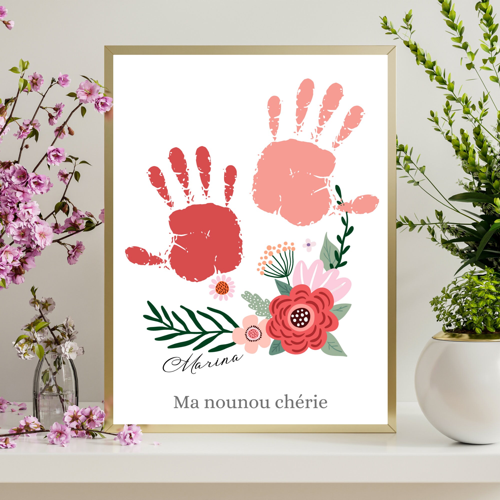 Personalized Handprint Nanny Poster Personalized Nanny Gift - Etsy