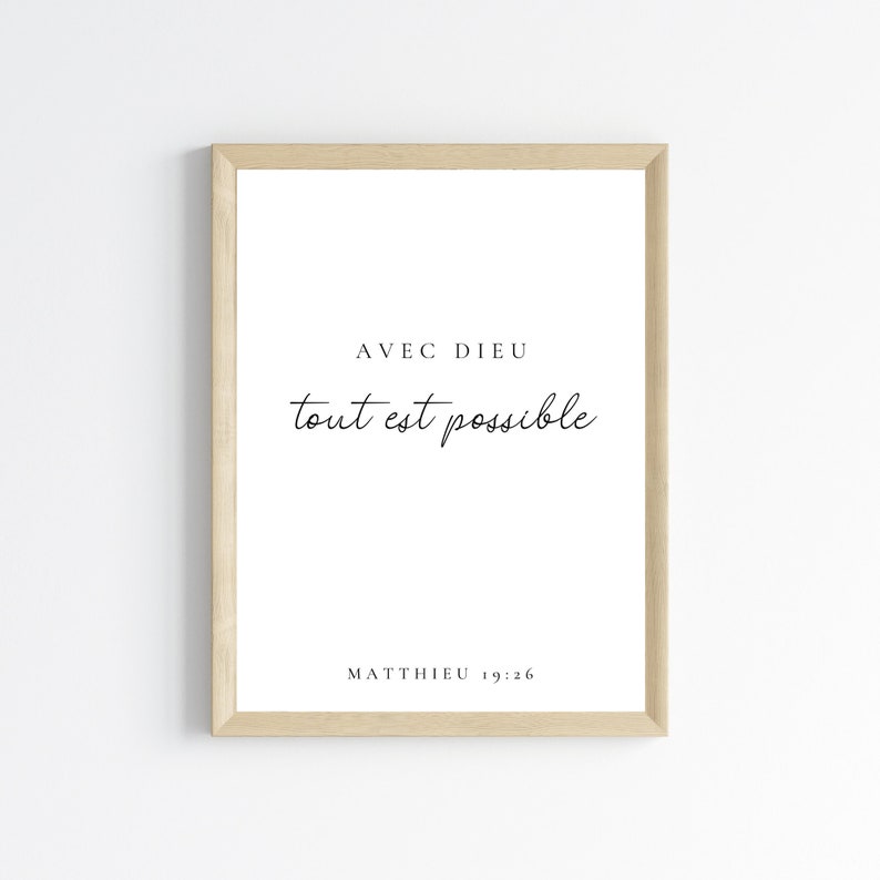 Affiche Tout est possible à celui qui croit Marc 9:23 - Verset biblique ...