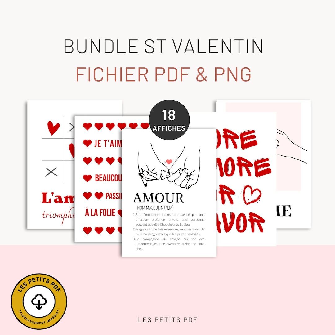 18 affiches de la Saint-Valentin - Décoration murale tendance Saint ...