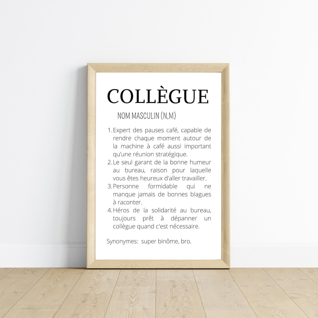 Affiche définition collègue - Affiche minimaliste pour bureau - Cadeau ...