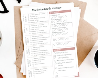 Planning de Ménage Français imprimable, Planner de tâches ménagères ...