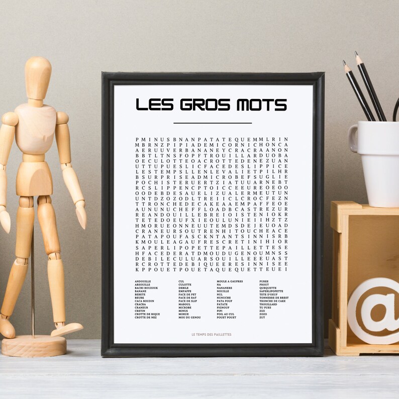 Affiche Mots mêles Les Gros Mots Poster d'art les gros mots Décoration ...