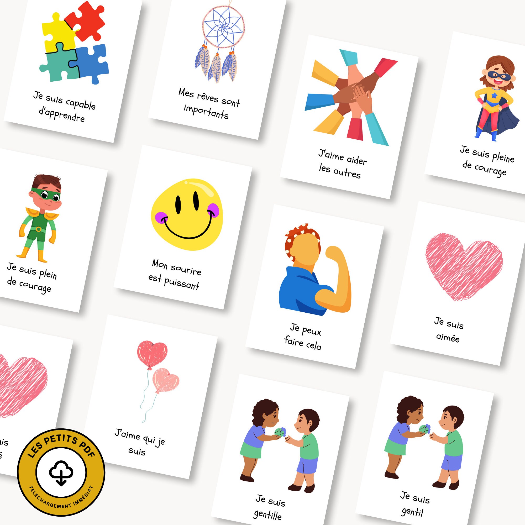 70 Cartes d'affirmation pour enfants - Affirmation positive & estime de ...