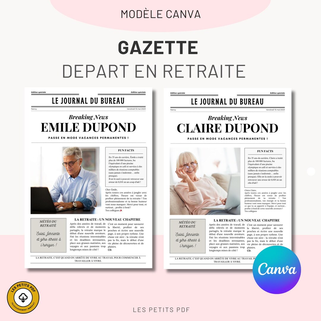 Retraite, Cadeau de retraite, Journal de retraite, Gazette de retraite ...