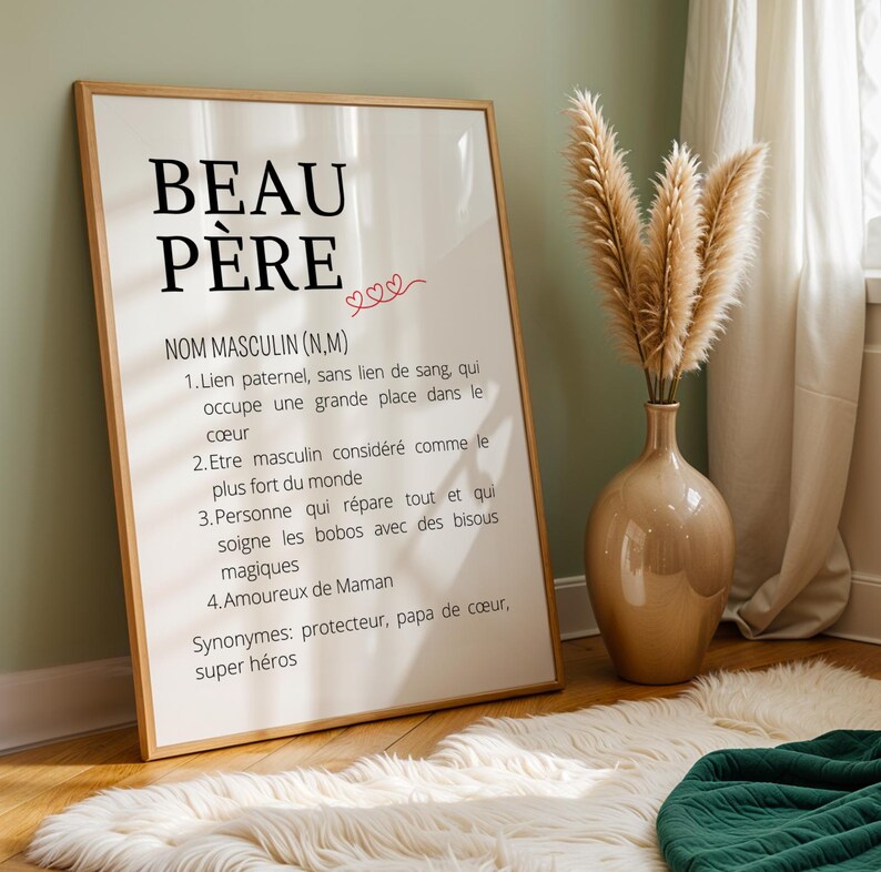 Affiche Définition Beau Père - Poster idéale pour offrir en cadeau de ...