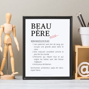 Affiche Définition Beau Père - Poster idéale pour offrir en cadeau de ...