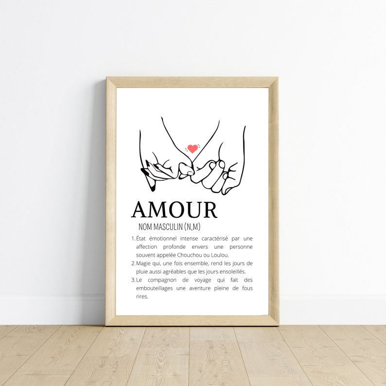 Affiche Définition Amour Affiche Couple Minimaliste Cadeau De Saint ...