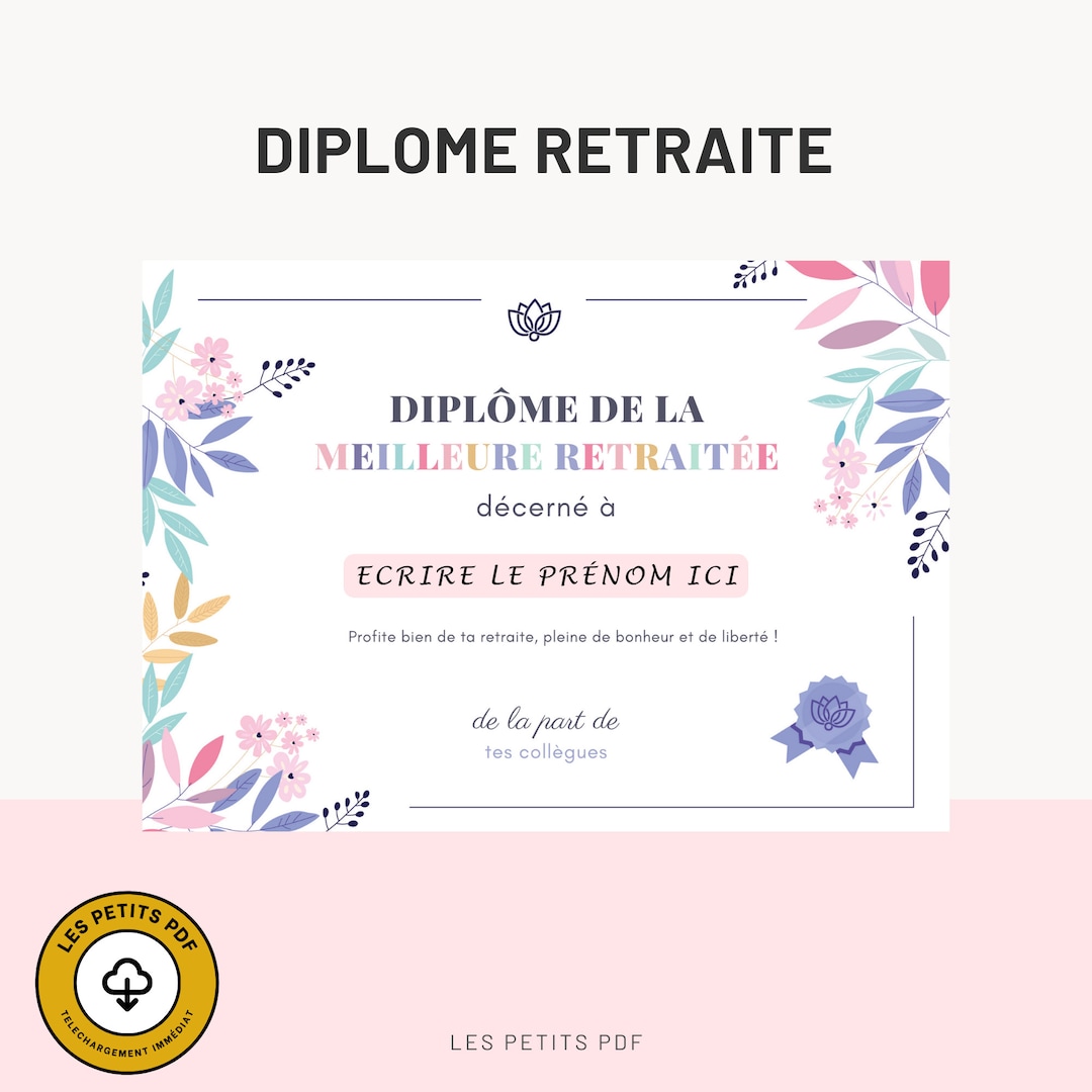 Diploma Poster or the Best Retiree - Retirement Gift by Les Petits PDF ...