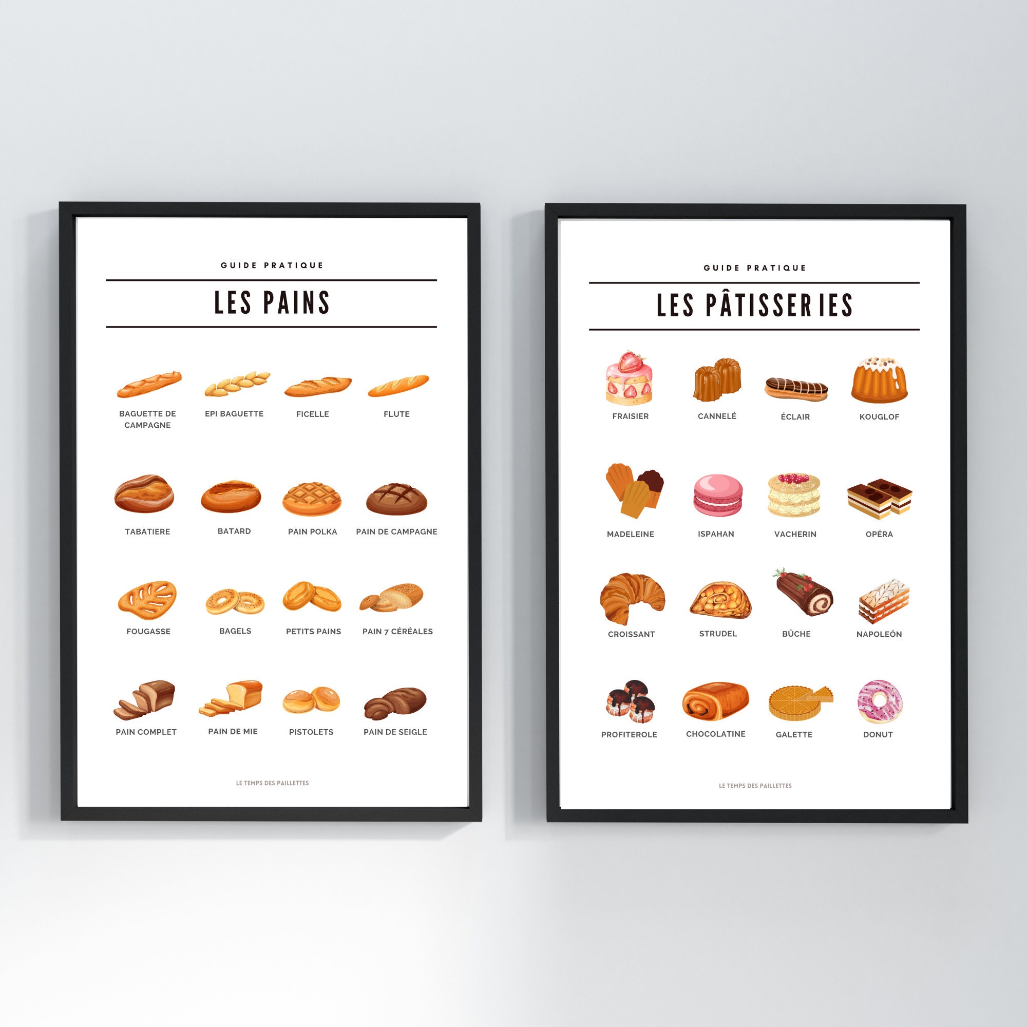 Duo Bread and Pastries Posters Guide to French Breads and Pastries ...