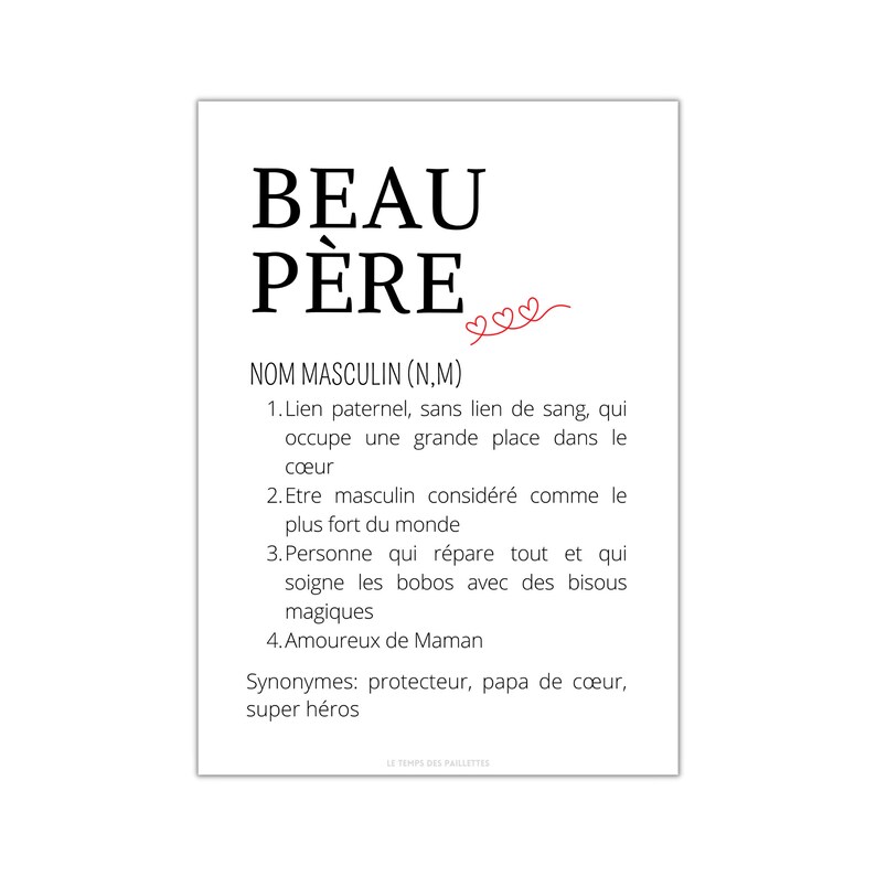 Affiche Définition Beau Père - Poster idéale pour offrir en cadeau de ...