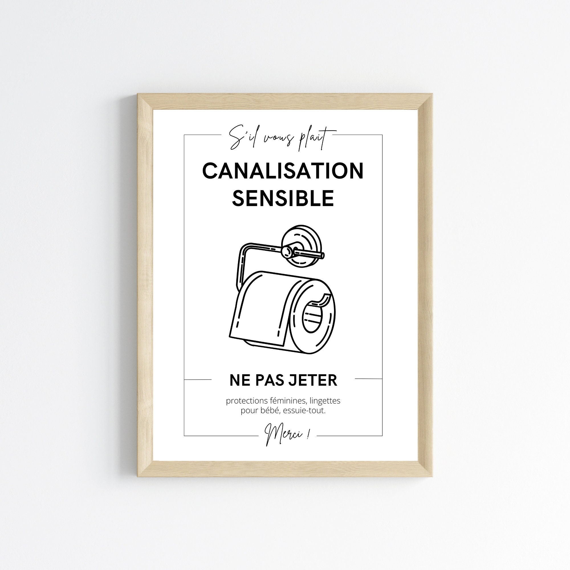 Affiche Ne rien jeter dans les WC en français Affiche toilette ...