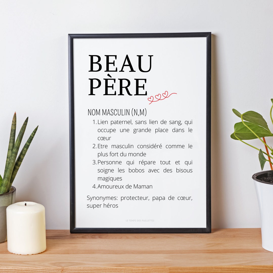 Affiche Définition Beau Père - Poster idéale pour offrir en cadeau de Noël à un super beau papa ...