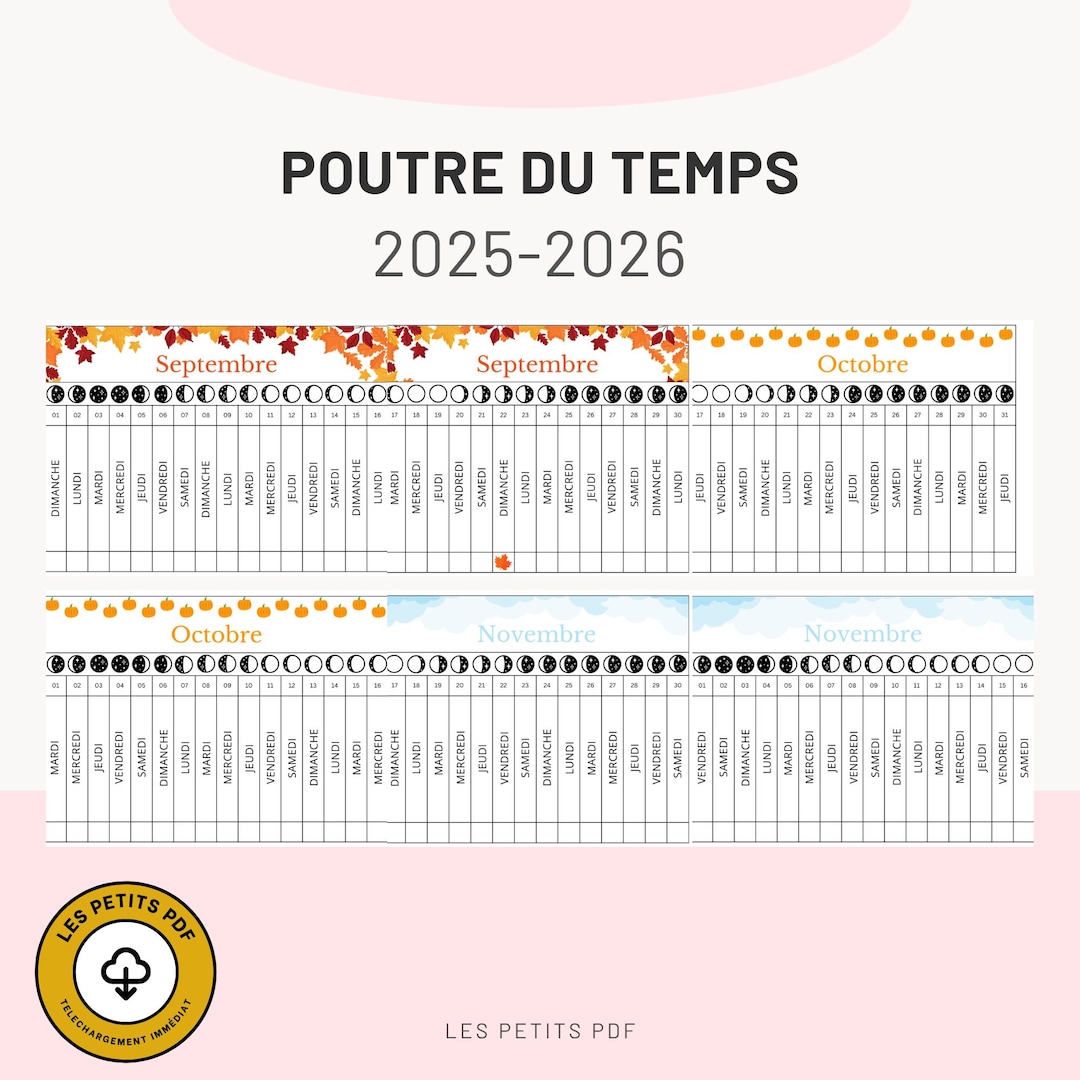 Poutre du Temps Montessori 2025-2026 – Calendrier mural maternelle ...